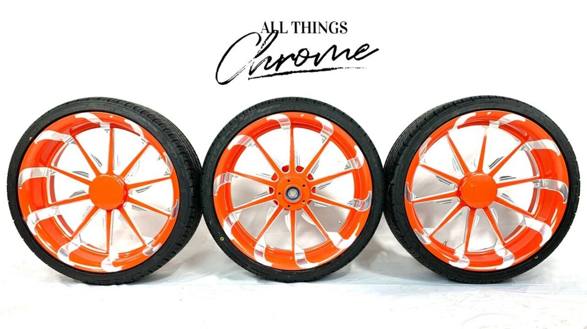 SPYDER 18″ ORANGE CONTRAST TORNADO WHEELS (3) 2010-2020 CAN-AM SPYDER ...