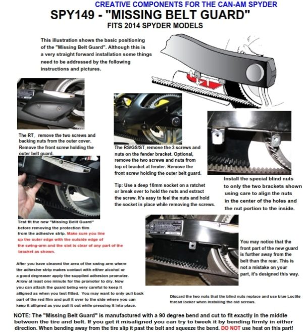 Can Am Spyder “ Missing Belt Guardtm” For 2014 And Up Rt With 1330 Cc ...